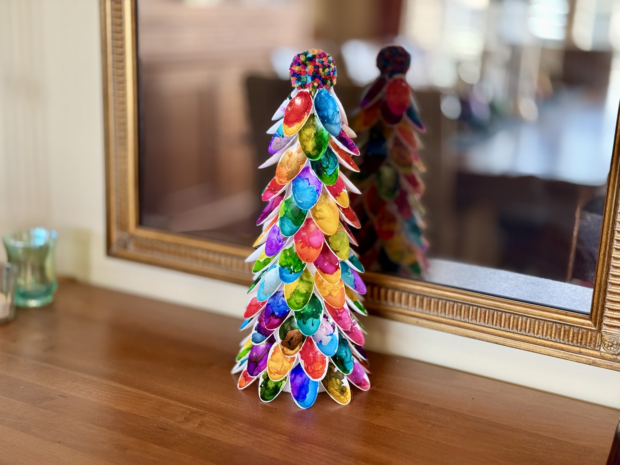 Colorful Plastic Spoon and Alcohol Ink Tree - Katieish